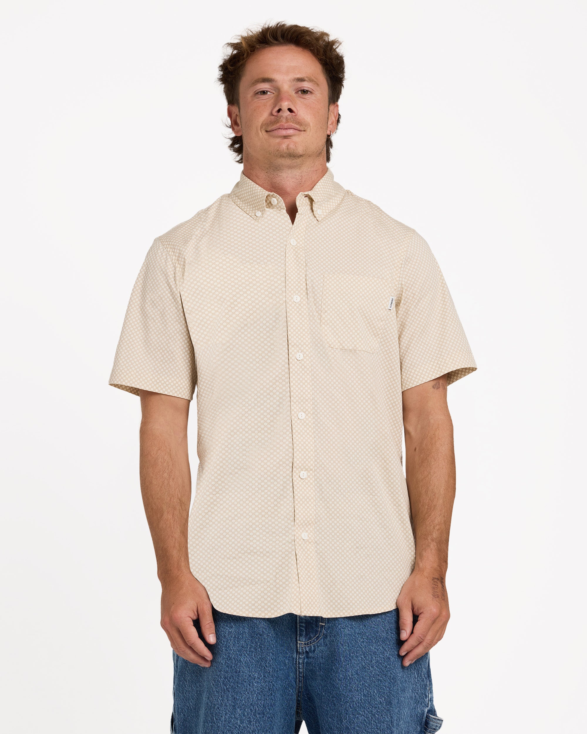 Mens Beyond 2 Short Sleeve Shirt - EGRET / S | Element Brand