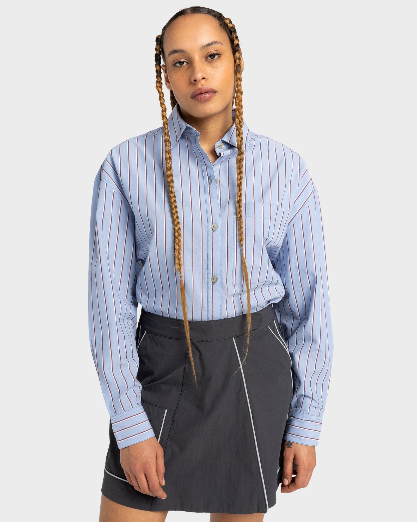Womens Aspan Long Sleeve Shirt - STRIPE BLUE/POMEGRANATE / XL/14 ...