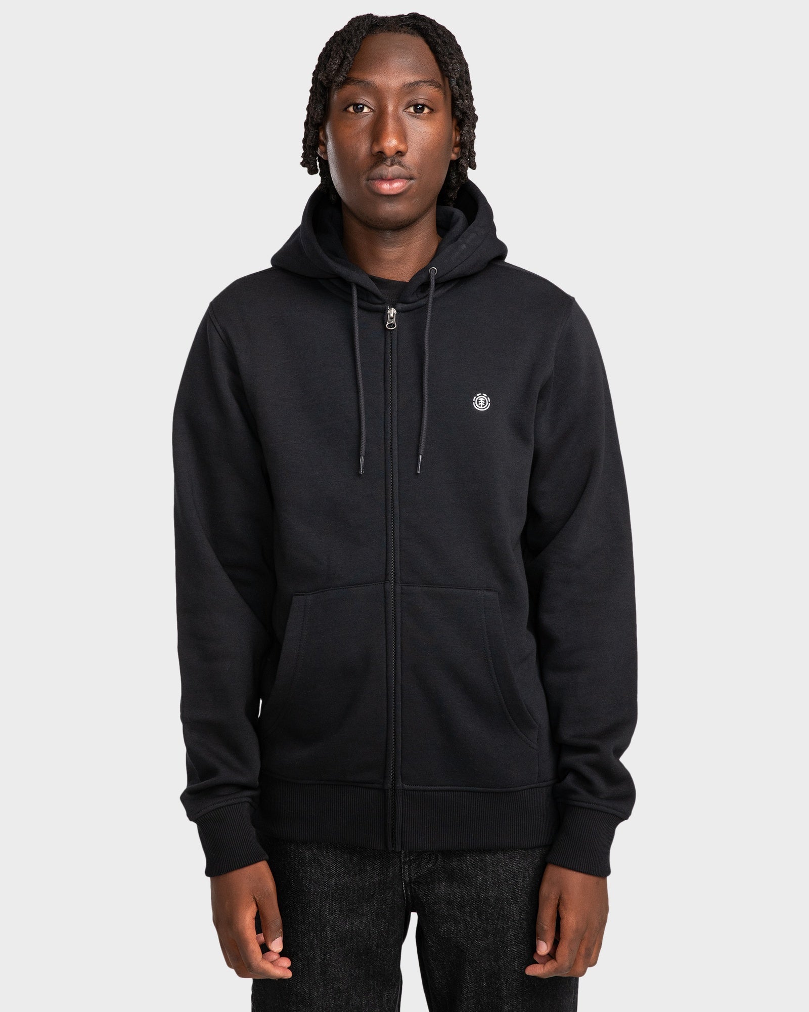 Mens Icon Embroidery Zip Up Hoodie - FLINT BLACK / S | Element Brand